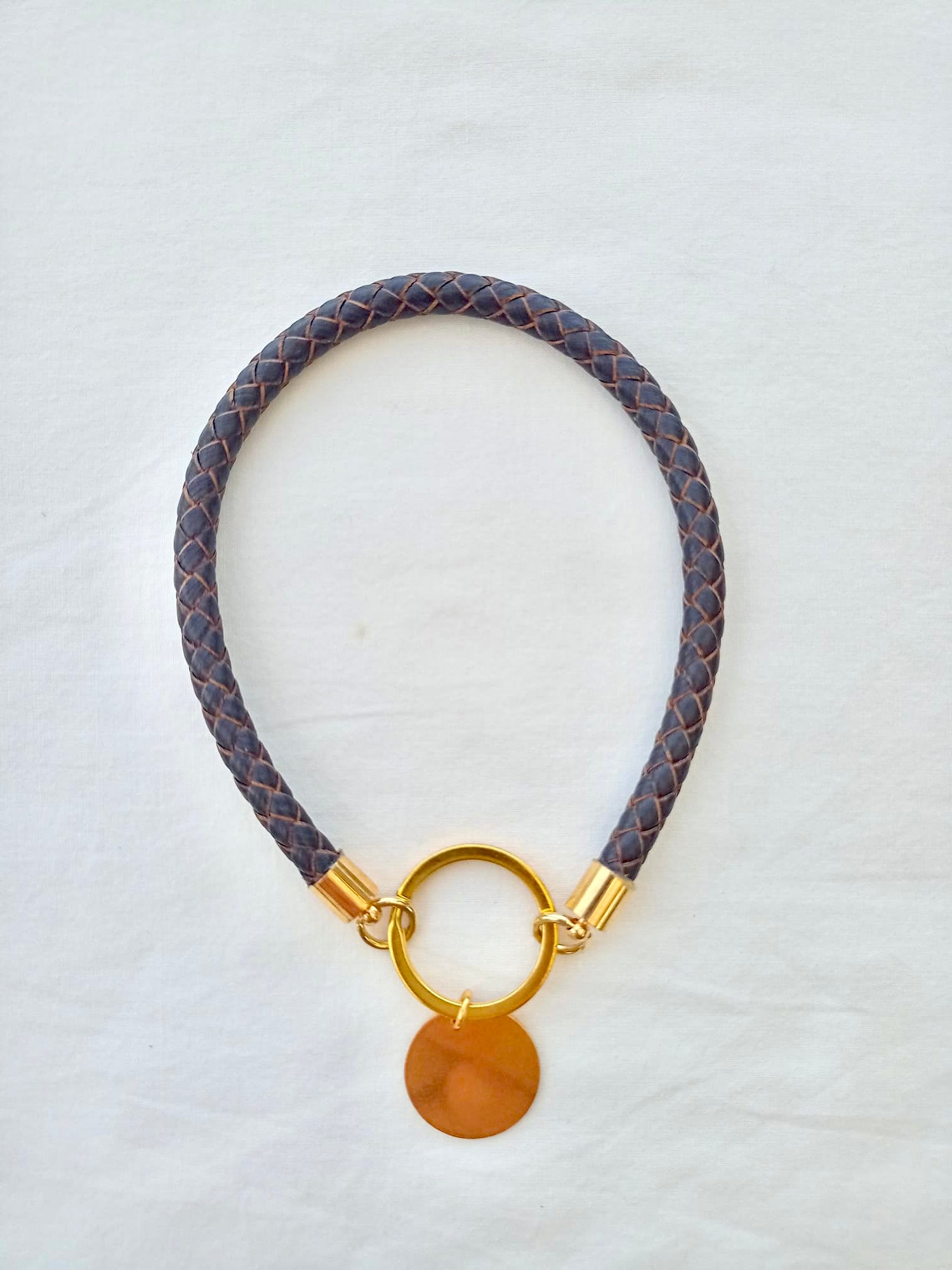 BASIC Collar - Brown leather name tag